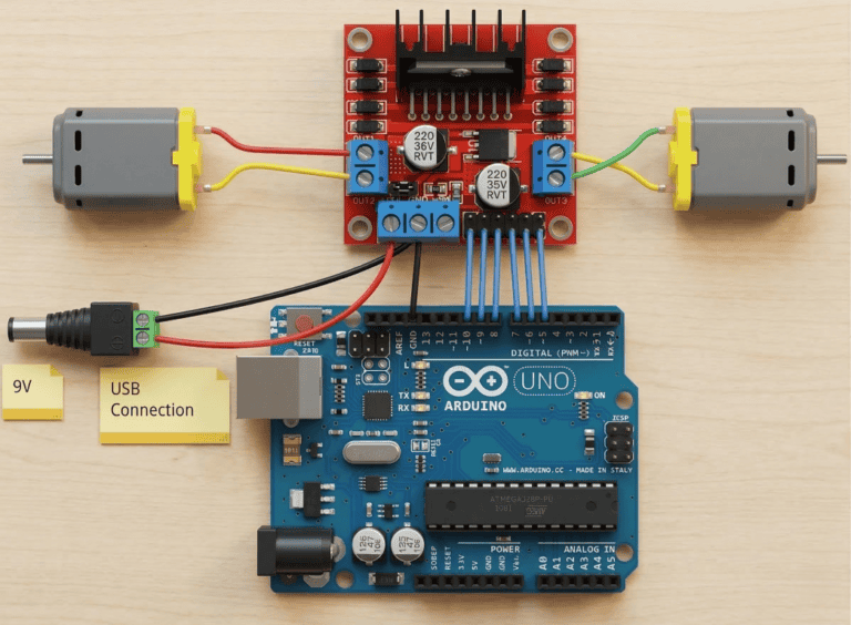 L298N Motor Driver with Arduino – DC Motor Control Guide